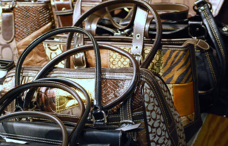 Purses and Handbags on Display Stock Photo - Image of accessory, brown ...