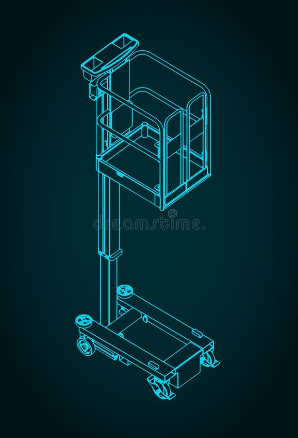 Push Around Mast Lift Isometric Technical Drawing Stock Vector ...