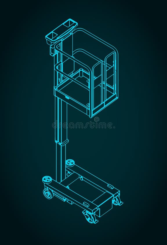 Push Around Mast Lift Isometric Technical Drawing Stock Vector ...