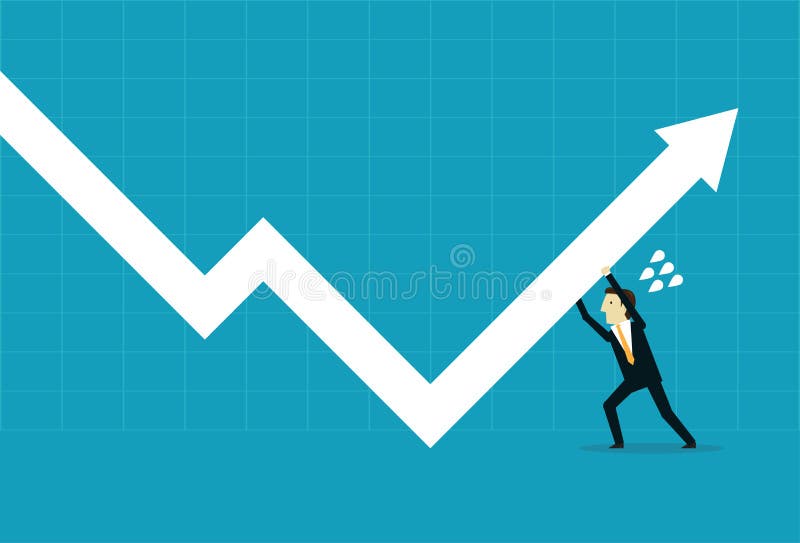 Push the Business Graph Higher Stock Vector - Illustration of solution ...