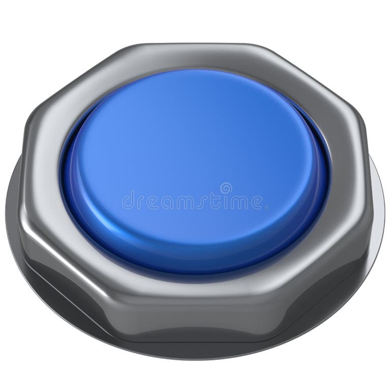 Push Button Blue Down Activate Power Switch Start Turn on Stock ...