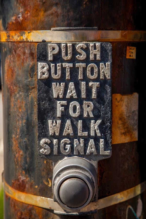 Push Button for a Crossing Light. Stock Photo - Image of cruddy, cross ...