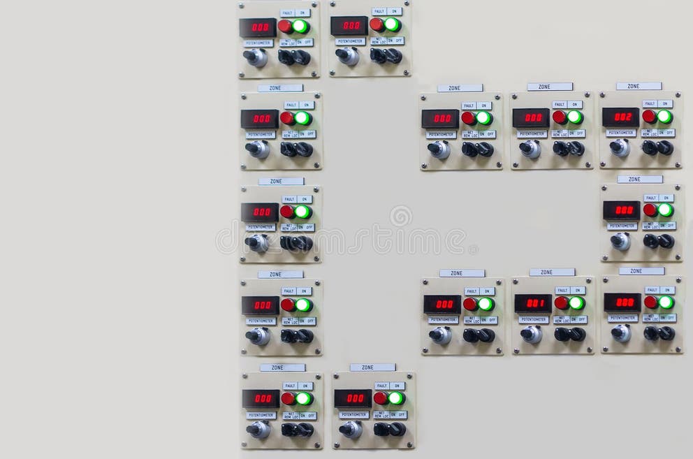 Push Button and Display on Control Panel with Electric Light Devices ...