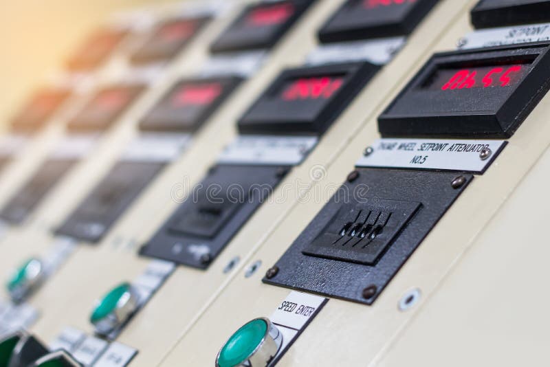 Push Button and Display on Control Panel with Electric Light Devices ...