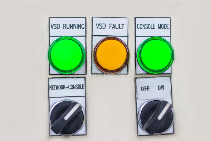Push Button and Display on Control Panel with Electric Light Devices ...
