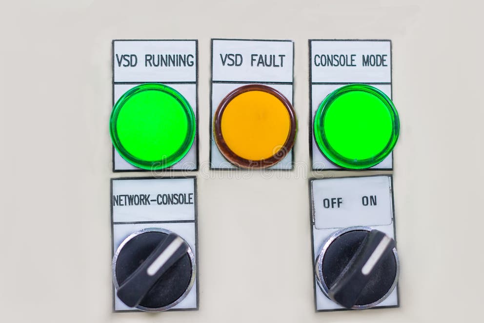 Push Button and Display on Control Panel with Electric Light Devices ...