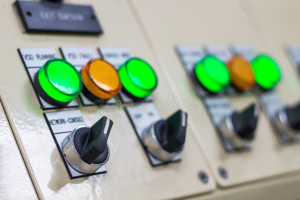 Push Button and Display on Control Panel with Electric Light Devices ...