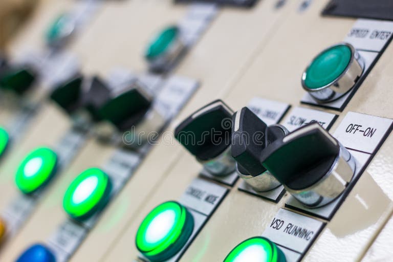 Push Button and Display on Control Panel with Electric Light Devices ...