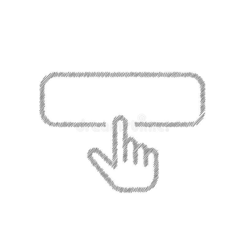 Push Button Grey Sketch Vector Icon. Cursor Pointer Symbol, Logo ...