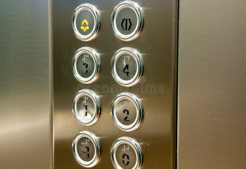 Push Button Inside the Lift Stock Photo - Image of brushed, entrance ...