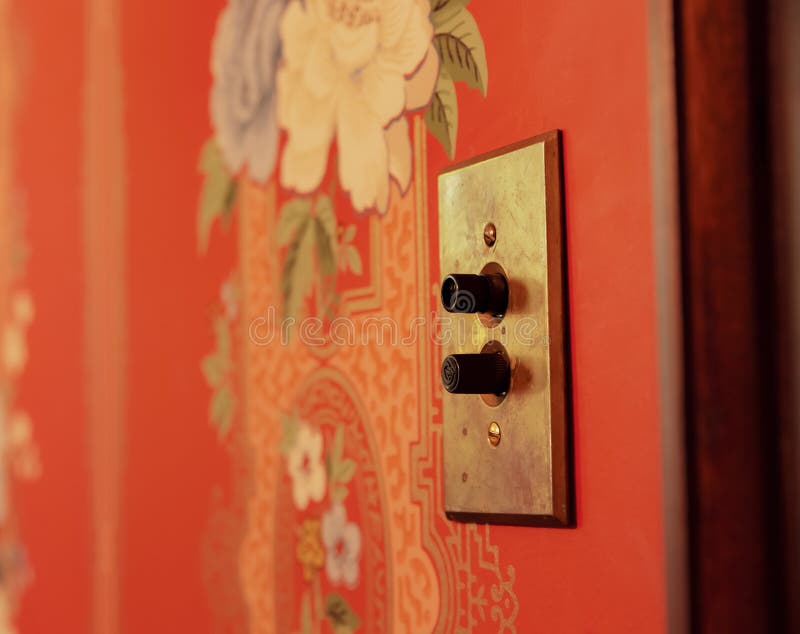 Push Button Light SwitchesÂ on Wall Stock Image - Image of aged, device ...