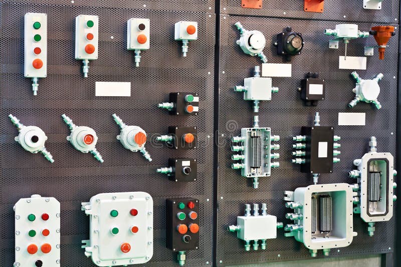 Push Button Control Panels for Electrical Stock Image - Image of garage ...