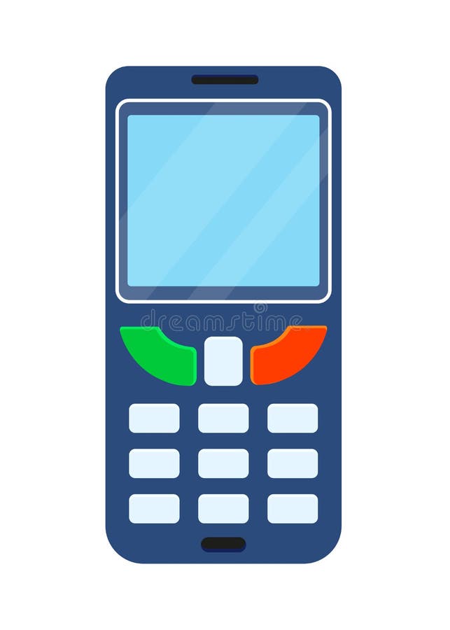 Push-button Phone with Screen - Flat Design Style Single Isolated Image ...