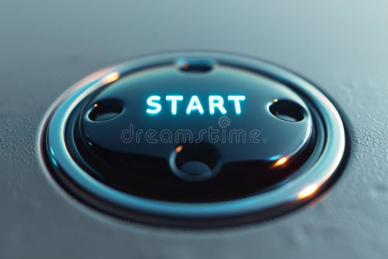 Glowing Start Button Close-Up View Stock Illustration - Illustration of ...