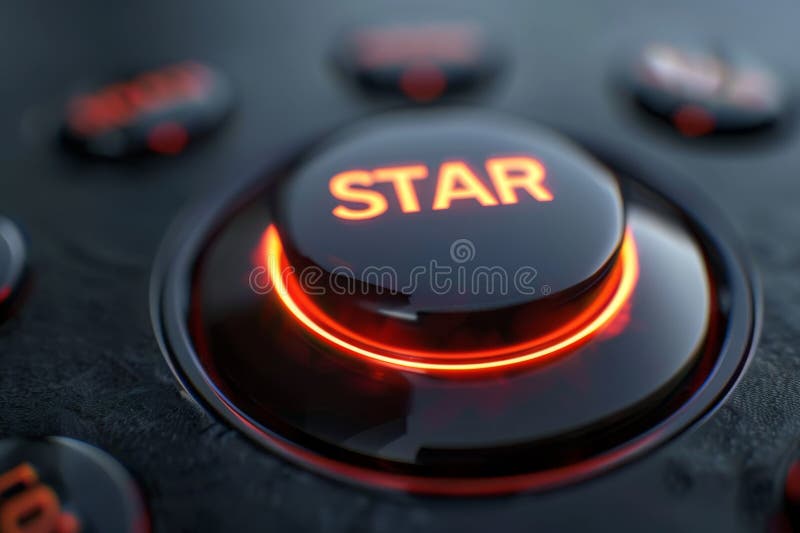 Glowing Start Button Close-Up View Stock Illustration - Illustration of ...