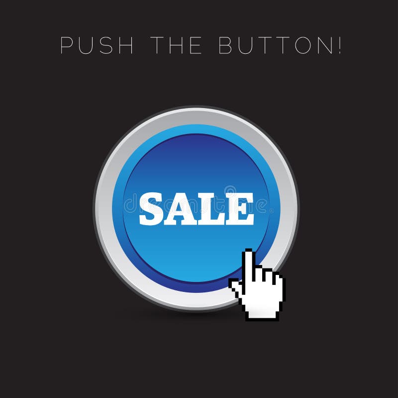 Push the button for sale stock vector. Illustration of label - 25795033