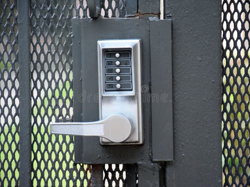 Push button security lock stock image. Image of black - 277217379