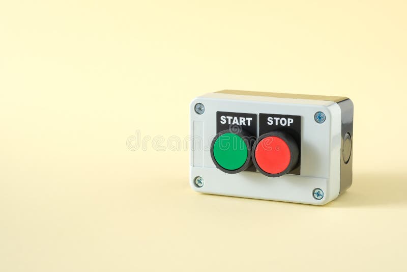 Push Button Station with Green Start and Red Stop Buttons Stock Photo ...