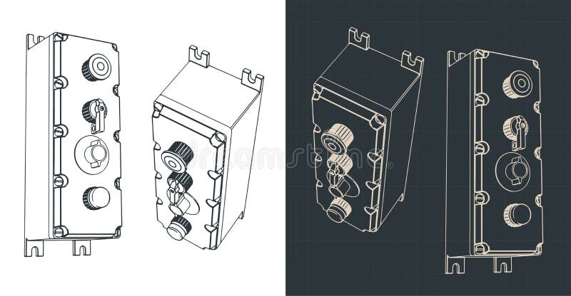 Blueprints of Push Button Switch Control Box Stock Vector ...