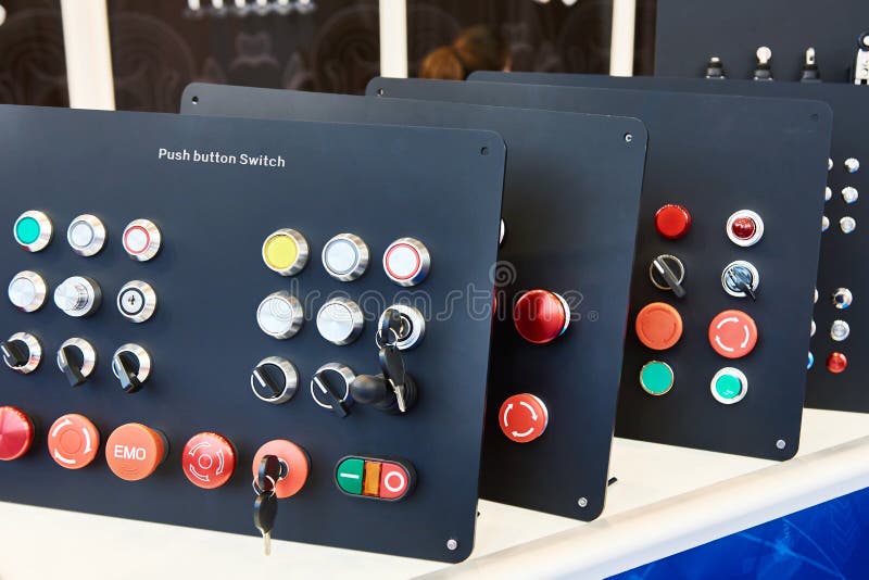 Push Button Control Panels for Electrical Stock Image - Image of garage ...