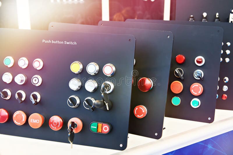 Push Button Control Panels for Electrical Stock Image - Image of shop ...