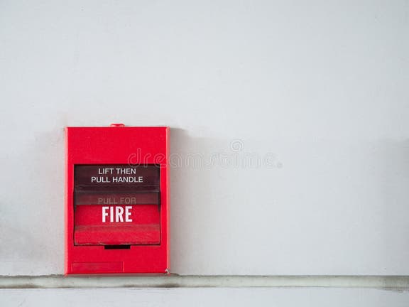 Push Button Switch, Fire Alarm on Grey Wall for Alarm and Security ...