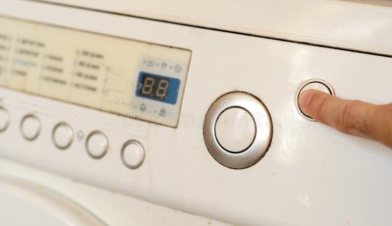 Push Button Switch on Washing Machine. Stock Photo - Image of dirty ...