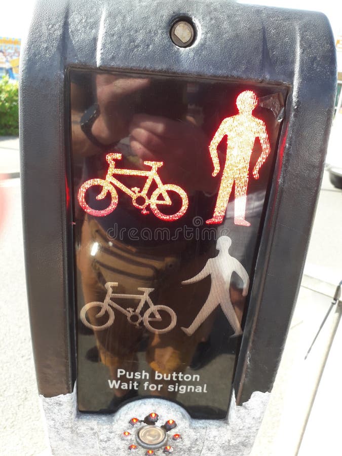 Push Button Wait Signal Set on Red for Stop for Pedestrians Stock Photo ...