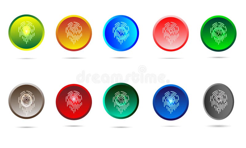 Push Buttons Finger Scan Identification Icon Element Decorative ...