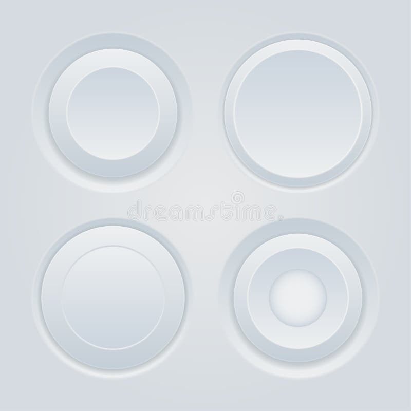 Set of White Plastic Buttons. Normal and Pushed. with Slider Bar Stock ...