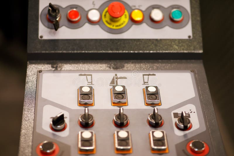 Push Buttons and Switches on a Control Panel Stock Image - Image of ...