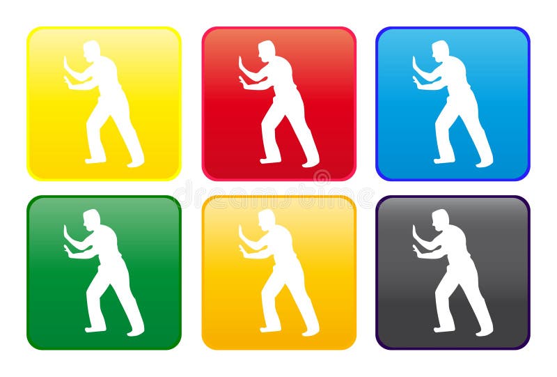 Push man web button stock vector. Illustration of hand - 9258558