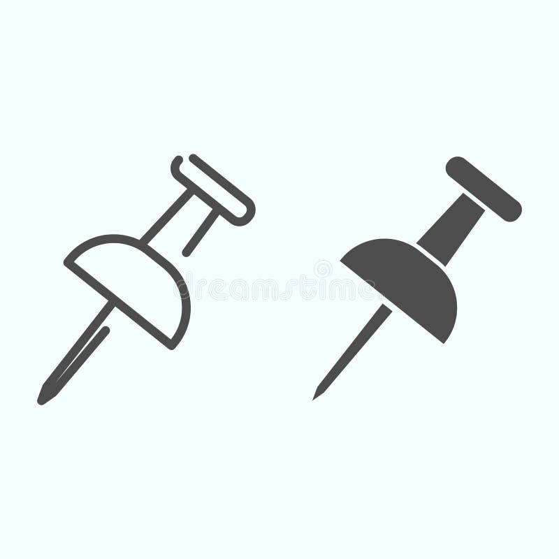 Push Marker Pin Line and Solid Icon. Button for Clipboard Vector ...