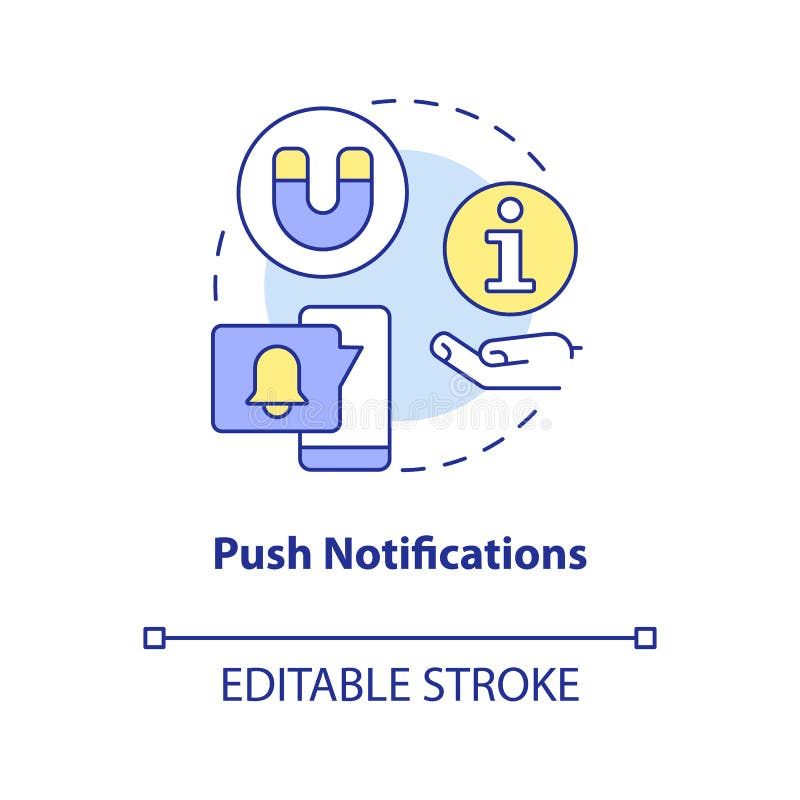 Push Notifications Concept Icon Stock Vector - Illustration of update ...
