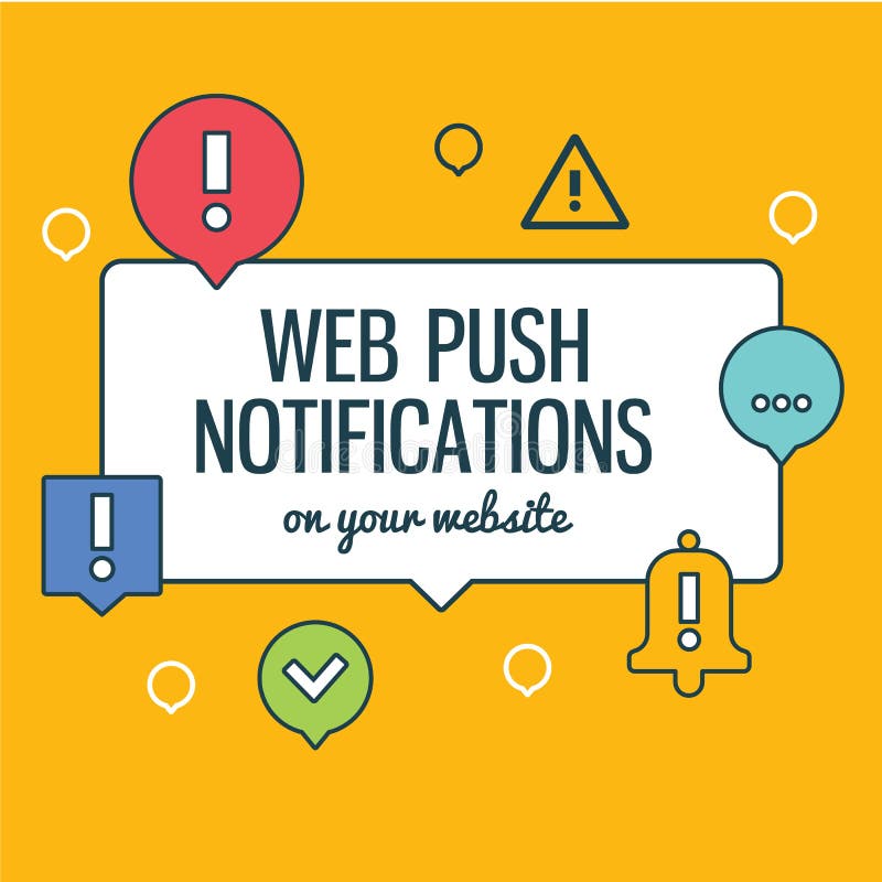 Push Notifications Elements Linear Icons Set with Text. Stock Vector ...