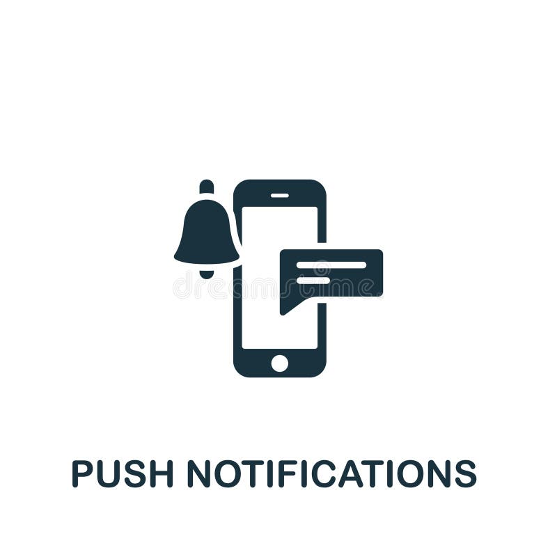 Push Notifications Icon. Monochrome Simple Sign from App Development ... Push Notifications Icon. Monochrome Simple Sign from App Development ...