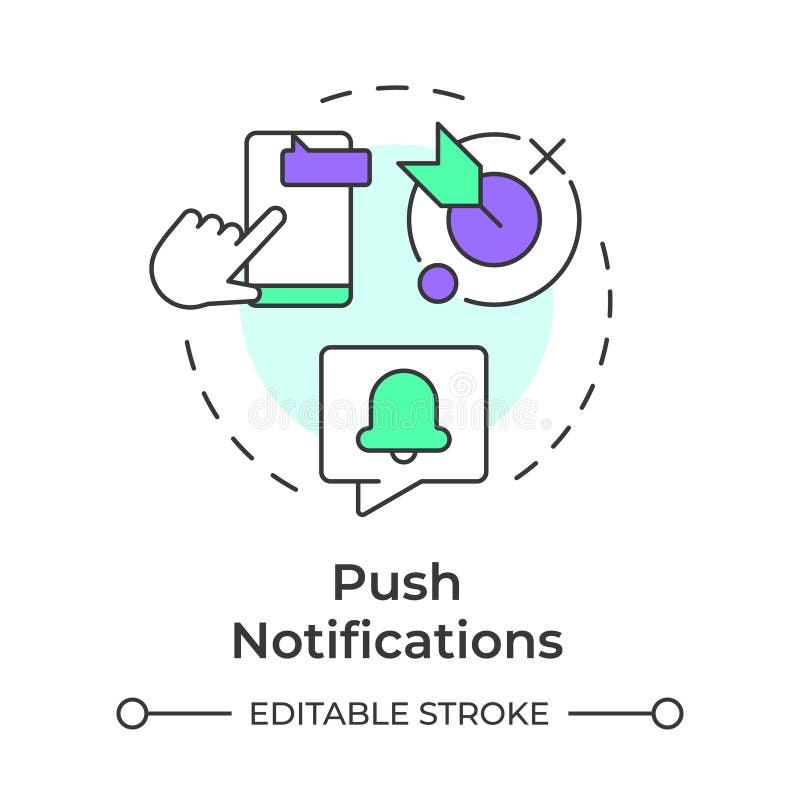 Push Notifications Multi Color Concept Icon Stock Illustration ...