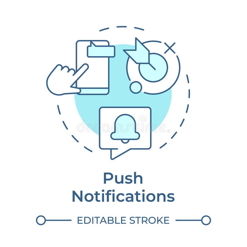 Push Notifications Soft Blue Concept Icon Stock Vector - Illustration ...