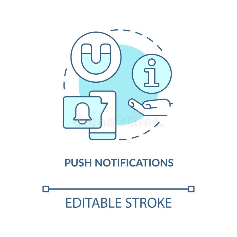 Push Notifications Turquoise Concept Icon Stock Vector - Illustration ...