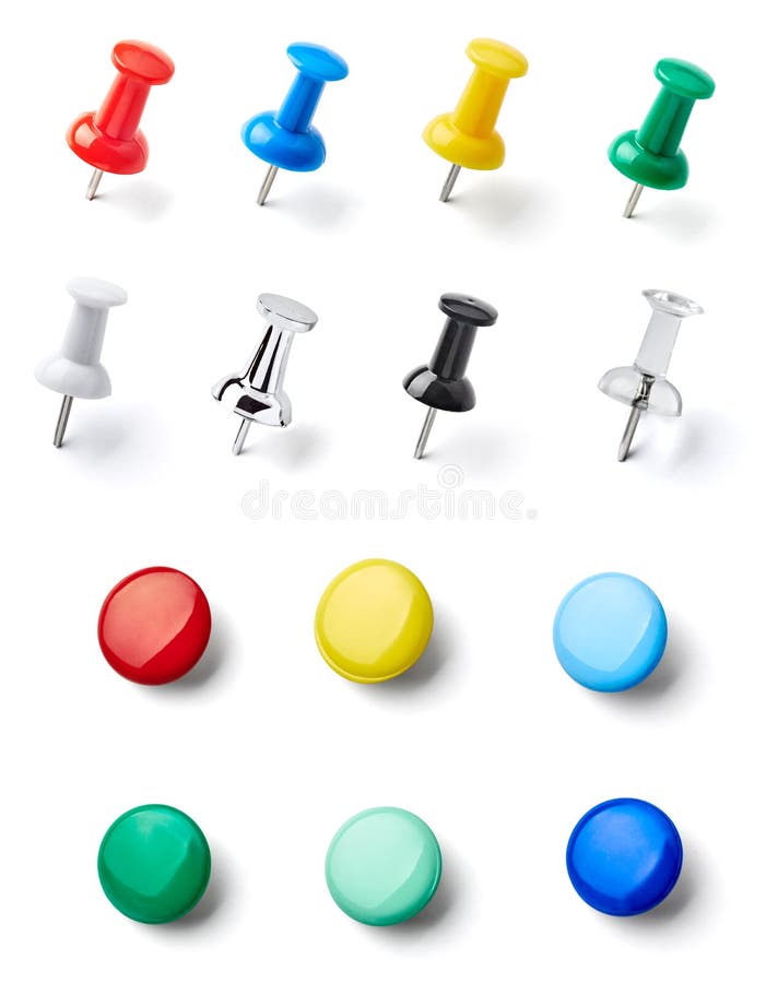 Set of Push Pins in Different Colors. Thumbtacks Stock Vector ...
