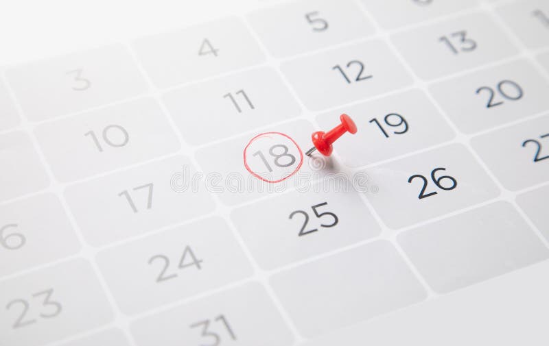 Push Pin on a Calendar. Planning Stock Image - Image of deadline, mark ...