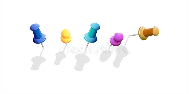 Push Pin Collection Top View. Thumbtack for Note Attach Collection ...