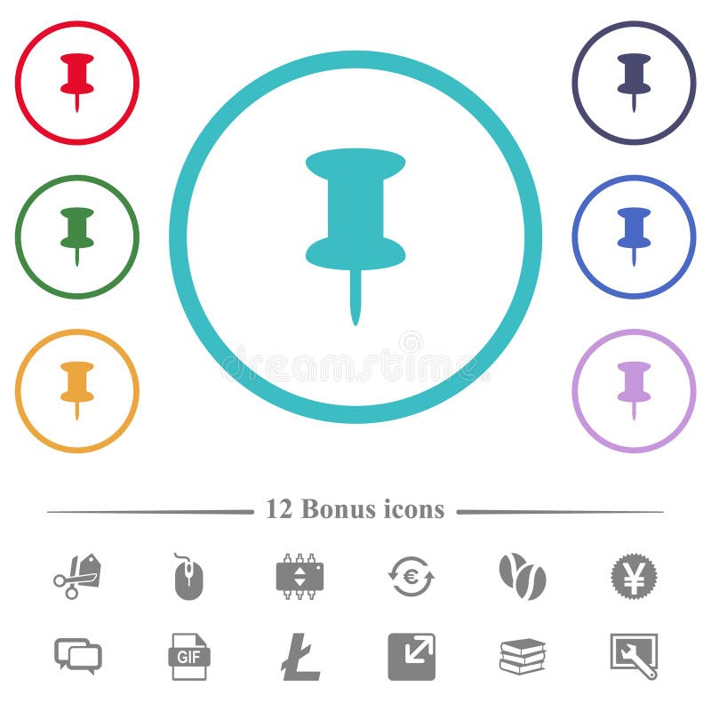 Push Pin Flat Color Icons in Circle Shape Outlines Stock Vector ... Push Pin Flat Color Icons in Circle Shape Outlines Stock Vector ...
