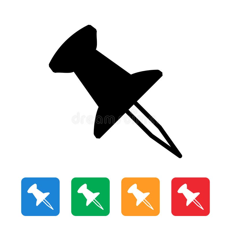 Push pin flat icon design stock illustration. Illustration of pinch ...