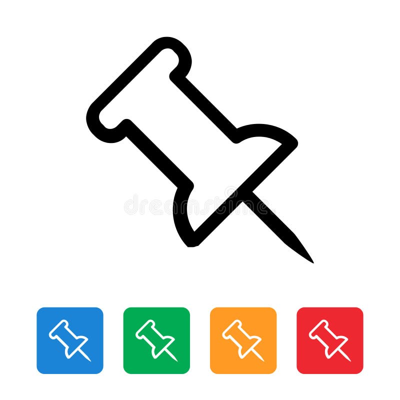Push pin flat icon design stock illustration. Illustration of tool ...