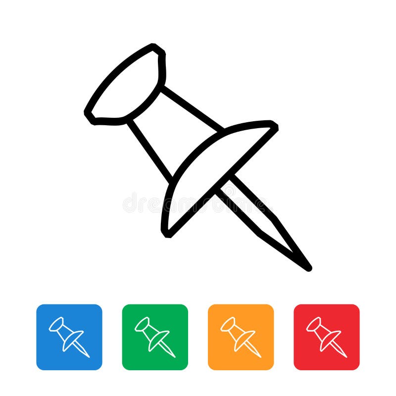 Push pin flat icon design stock illustration. Illustration of pinch ...