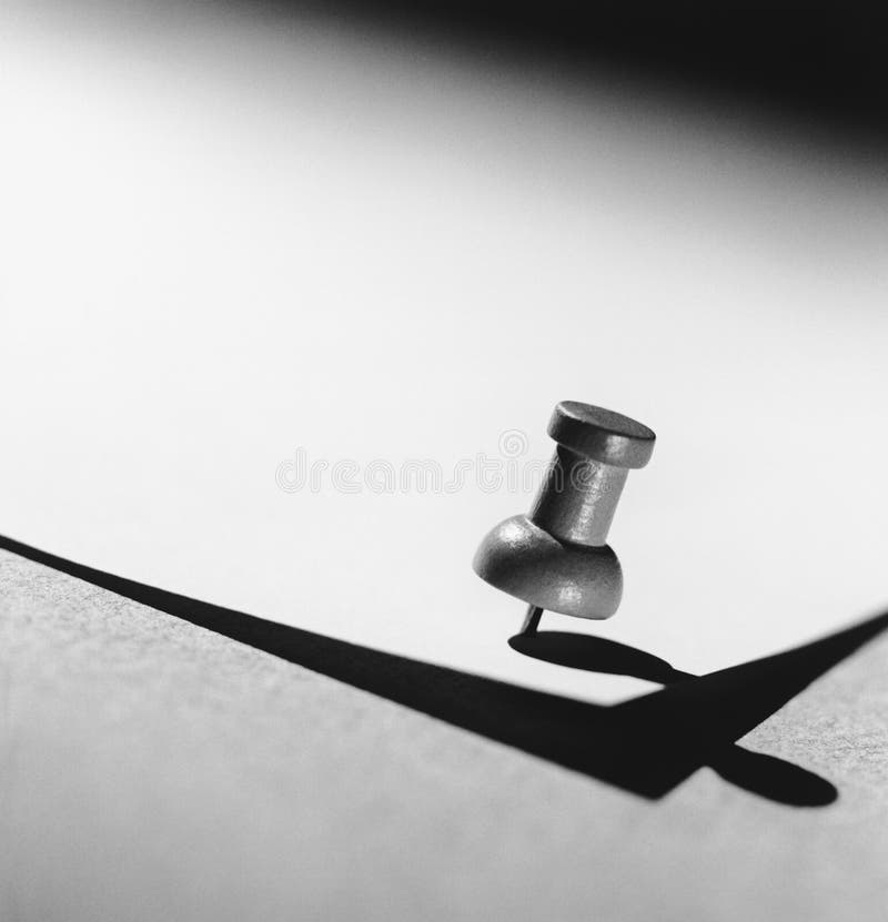 Push Pin Holding Down Paper (b&w) (close-up) Stock Photo - Image of ...