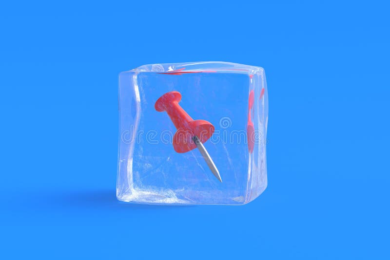 Push pin in ice cube stock illustration. Illustration of college ...