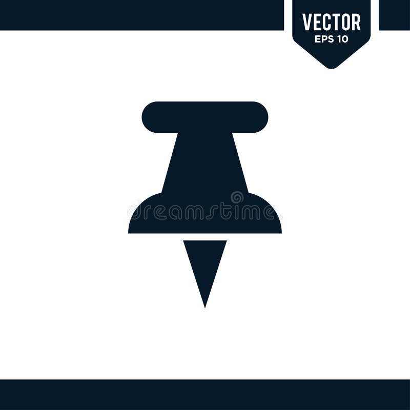 Push Pin Icon Collection in Glyph or Flat Style Stock Vector ...