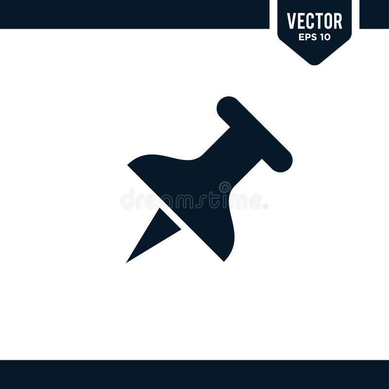 Push Pin Icon Collection in Glyph or Flat Style Stock Vector ...